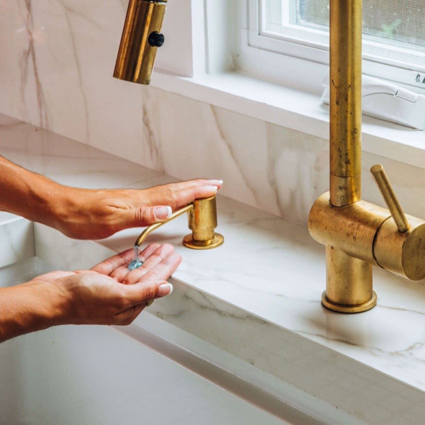 Unlacqured Brass Soap Dispenser, Built In Sink Soap dispenser, Kitchen ...