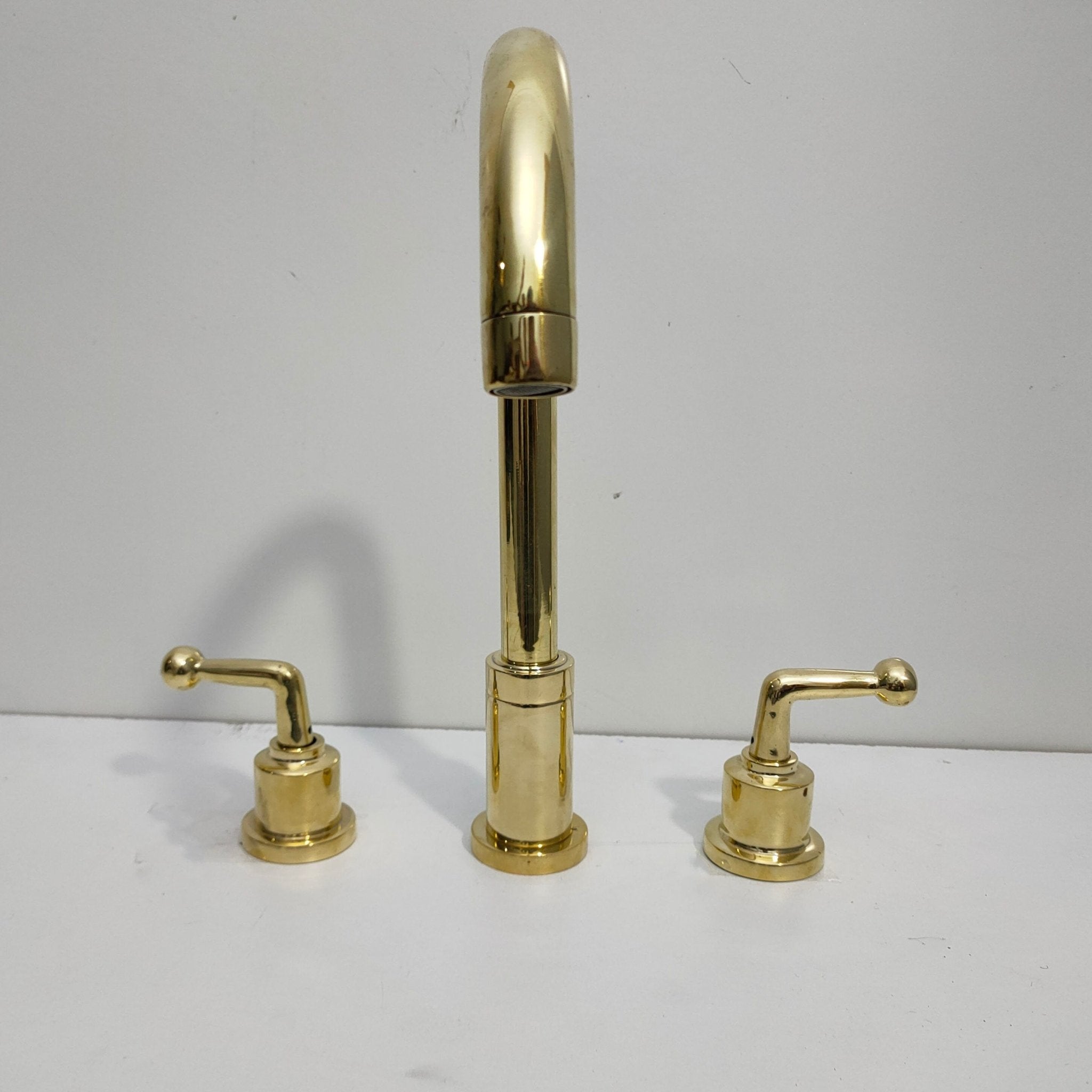 Solid Brass Three Holes Faucet with Lever Handle – Brasspure