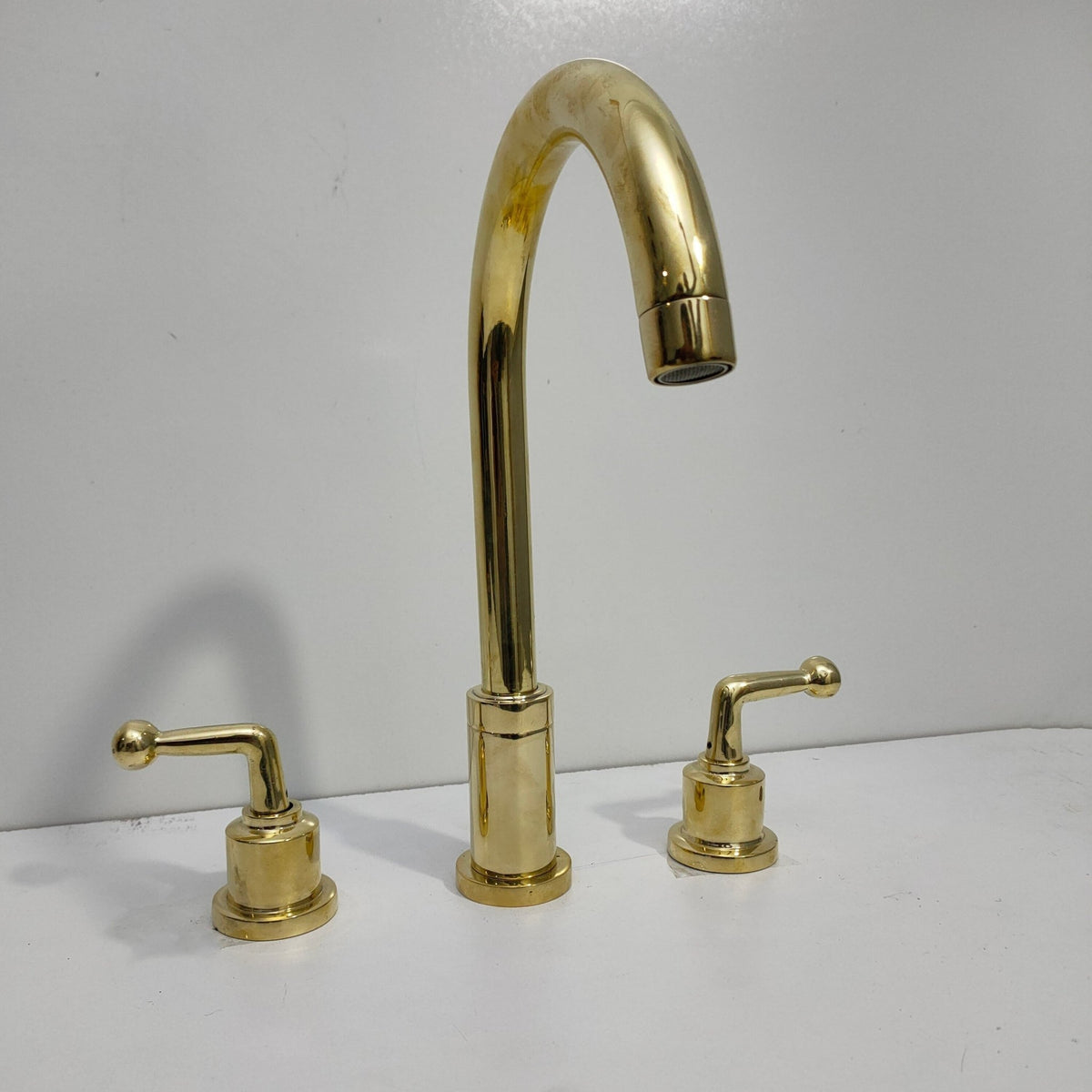 Solid Brass Three Holes Faucet with Lever Handle – Brasspure