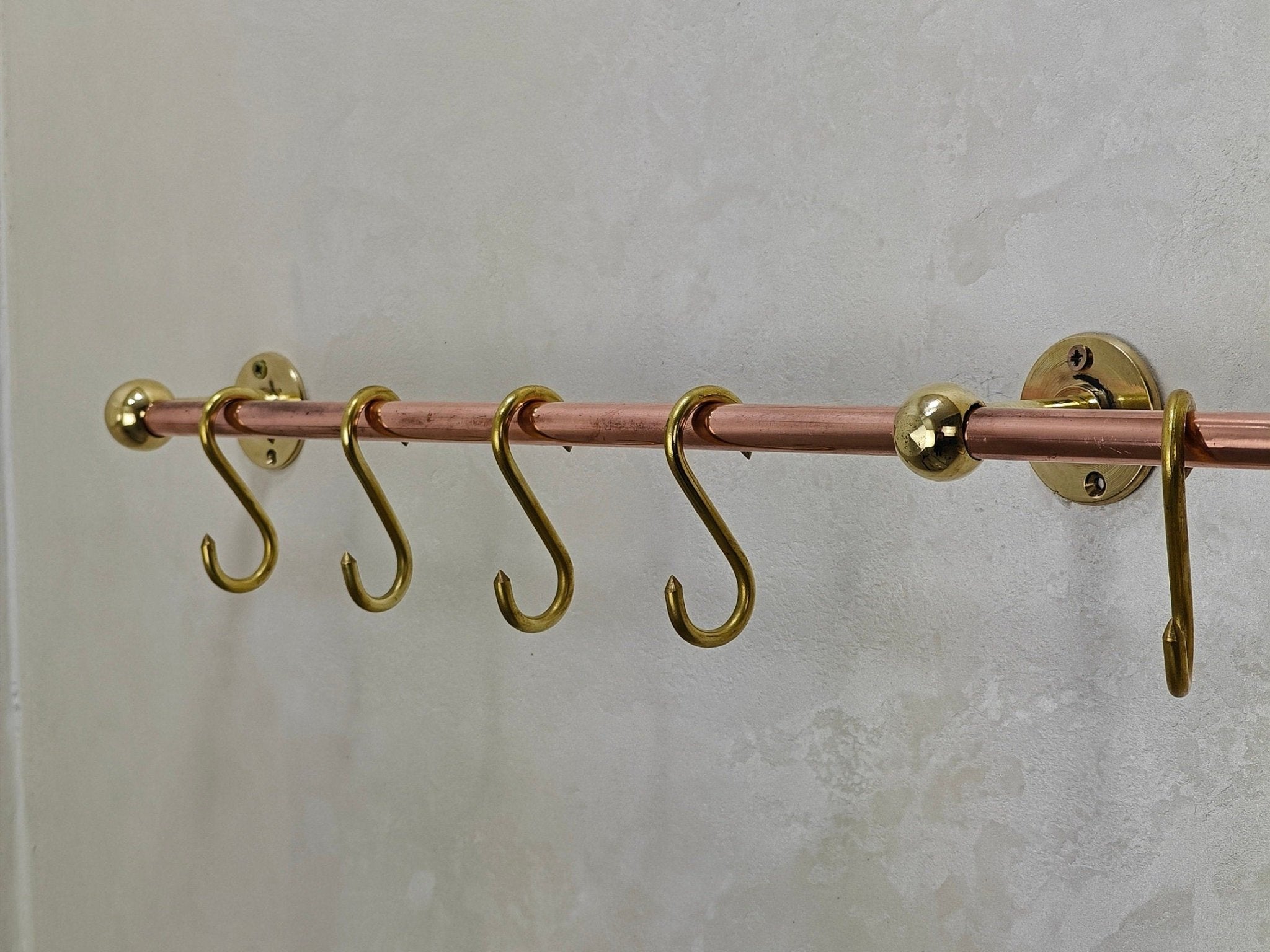 Unlacquered Brass Copper Pot Rail With S Hooks – Brasspure